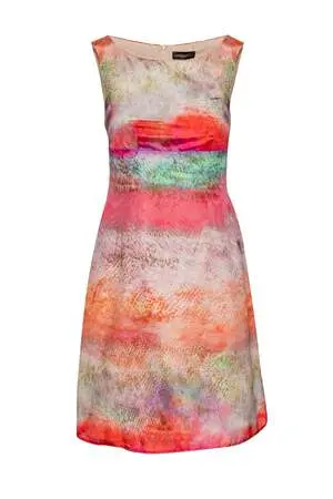 CONQUISTA Pink Print Empire Line Dress