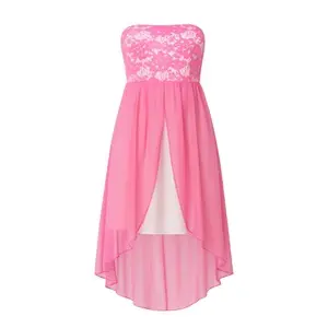 CONQUISTA Strapless Lace And Sheer Layered Dress - Pink