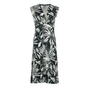 CONQUISTA Sleeveless Botanical Print Midi Dress