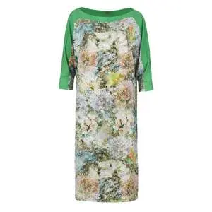 CONQUISTA Garden Bloom Midi Dress With Batwing Sleeves - Green