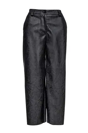 CONQUISTA Grey / Black Dark Grey Faux Leather Culottes - Grey/black