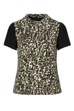 CONQUISTA Straight Top With Animal Print Detail - Green
