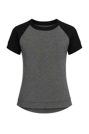 CONQUISTA Short Sleeve Top With Rounded Hem - Grey