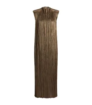 Ralph Lauren Pleated Virna Maxi Dress - Gold