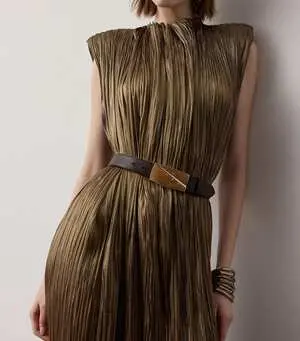 Ralph Lauren Pleated Metallic Maxi Dress