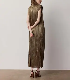 Ralph Lauren Pleated Metallic Maxi Dress