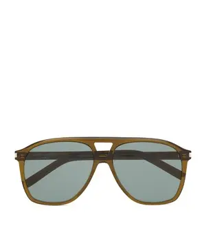 Saint Laurent Aviator 596 Sunglasses - Green