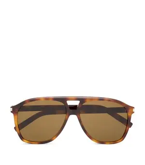 Saint Laurent Aviator 596 Sunglasses - Brown