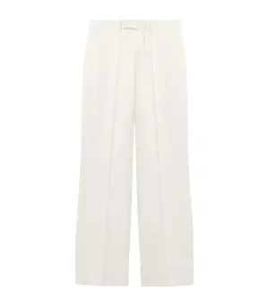 Alexander McQueen Wool Wide-leg Trousers - White