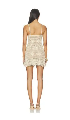 ASTA RESORT Delilah Hand Crochet Mini Dress - Sand Shimmer