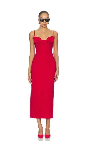 Magda Butrym Floral Applique Midi Dress - Red