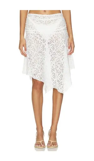 SNDYS. Lace Asymmetrical Midi Skirt