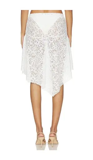 SNDYS. Lace Asymmetrical Midi Skirt