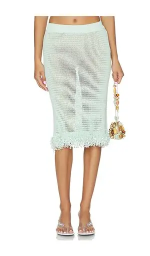 Paris Georgia Fringe Skirt In Baby Blue - Celeste Blue