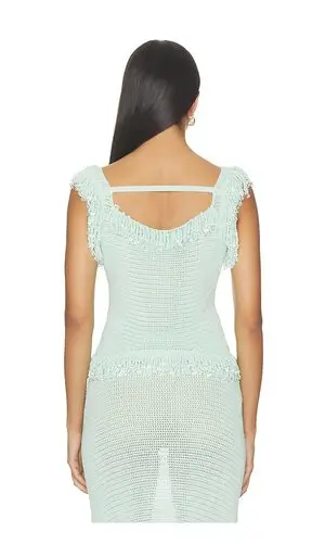 Paris Georgia Crochet Knit Fringe Top - Celeste Blue
