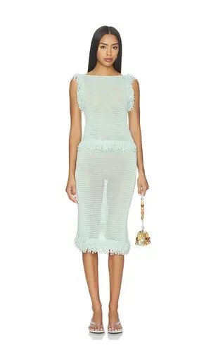 Paris Georgia Crochet Knit Fringe Top - Celeste Blue