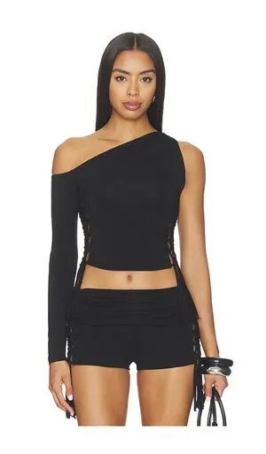 I.AM.GIA Asymmetrical Crochet Detail Top