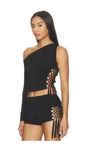 I.AM.GIA Asymmetrical Crochet Detail Top