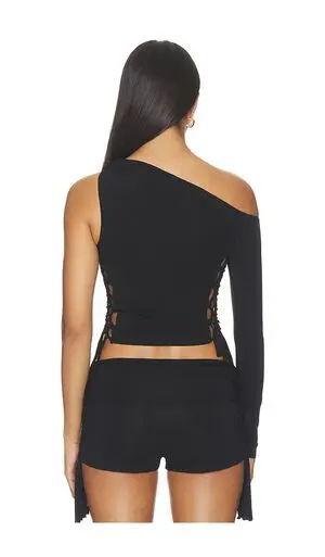 I.AM.GIA Asymmetrical Crochet Detail Top