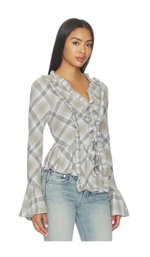 Lioness Odette Long Sleeve Top - Ash Plaid