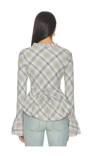 Lioness Odette Long Sleeve Top - Ash Plaid