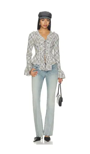 Lioness Odette Long Sleeve Top - Ash Plaid