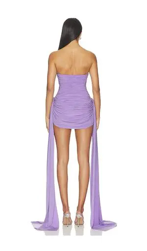 Norma Kamali Strapless Gathered Draped Mini Dress - Lavender