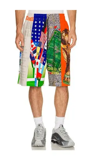PLEASURES World Cup Wide Shorts In Blue - Multi