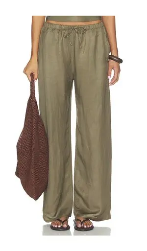 LESET Daniel Drawstring Pocket Pant In Taupe - Cypress
