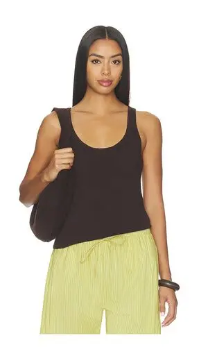 LESET Laura Scoop Neck Tank - Chocolate