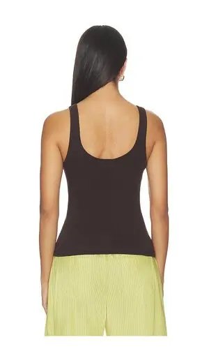LESET Laura Scoop Neck Tank - Chocolate