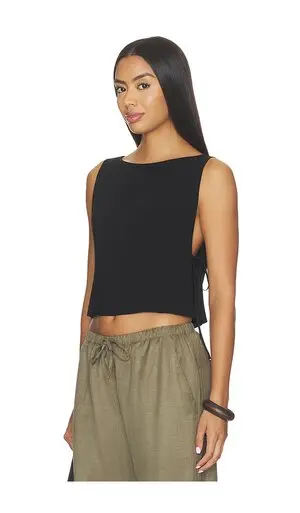 LESET Ari Boatneck Tie Top - Black