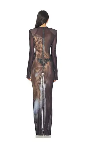 BRONX BANCO Bronx And Banco Tiger Print Mesh Maxi Dress