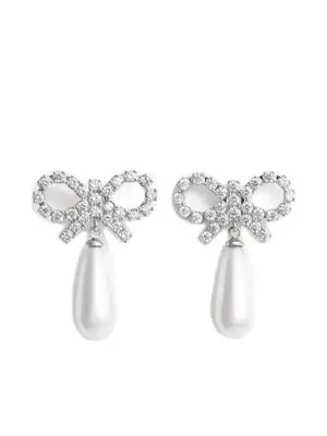 SELF-PORTRAIT Bow And Pearl Earrings - Metallic