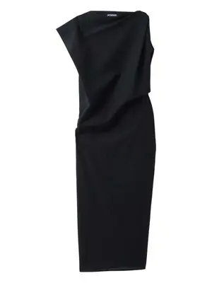 SELF-PORTRAIT Draped Midi Dress - Black