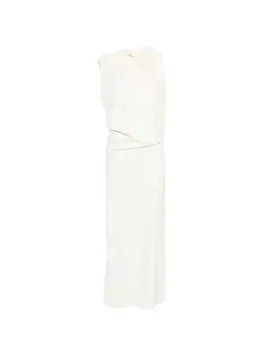 SELF-PORTRAIT Draped Midi Dress - White