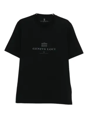 Brunello Cucinelli Crew-neck T-shirt With Graphic Print - Black