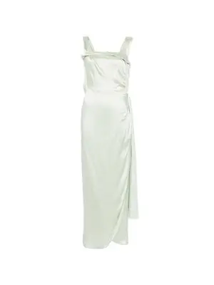 SELF-PORTRAIT Long Draped Dress Green