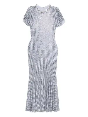SELF-PORTRAIT Midi Dress With Rhinestones - Blue