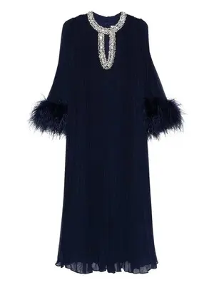 SELF-PORTRAIT Long Pleated Dress - Blue