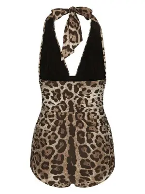 Dolce & Gabbana Printed Halterneck One-piece Swimsuit - Multi