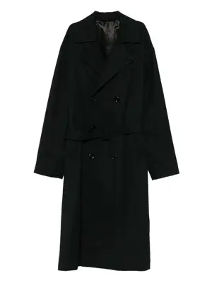 LARDINI Double-breasted Coat With Belt - Black