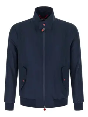 Kiton Cima Jacket With Mandarin Collar - Blue