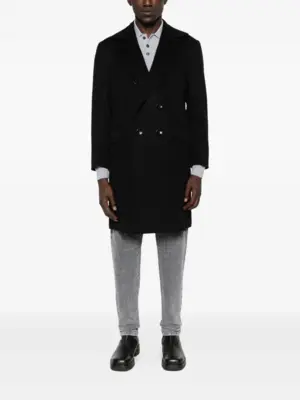 LARDINI Double-breasted Coat - Black
