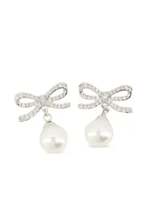 SELF-PORTRAIT Bow Drop Earrings - Metallic