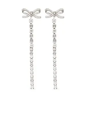 SELF-PORTRAIT Crystal Embellished Bow Drop Earrings - Metallic
