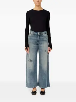 MAISON MARGIELA Wide Leg Jeans With Distressed Effect