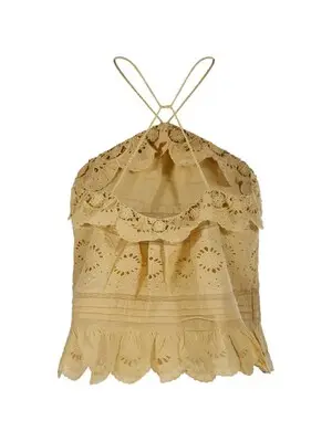 MAISON MARGIELA Ruffled Top - Brown