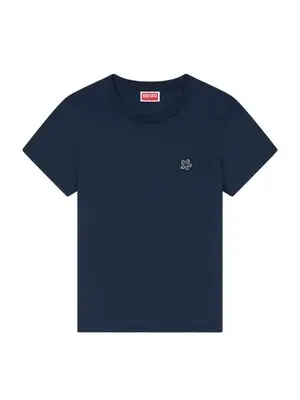 Kenzo Cotton T-shirt With "boke Flower" Embroidery - Blue