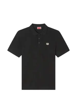 Kenzo Cotton Polo Shirt With Logo Appliqu - Black